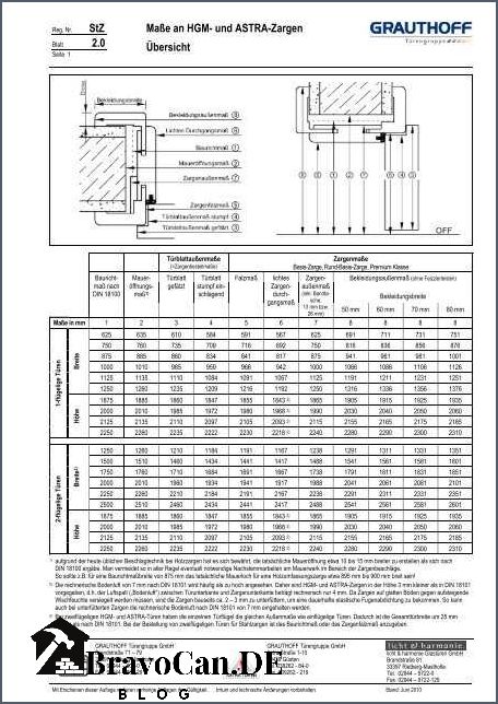 Zarge Türzargen Maße Tabelle – Alle wichtigen Maße auf einen Blick ...