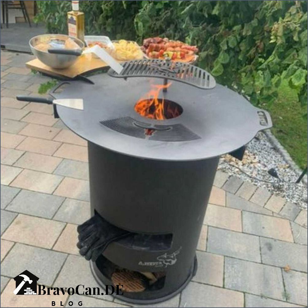 Feuertonne Mit Grillplatte Und Tisch