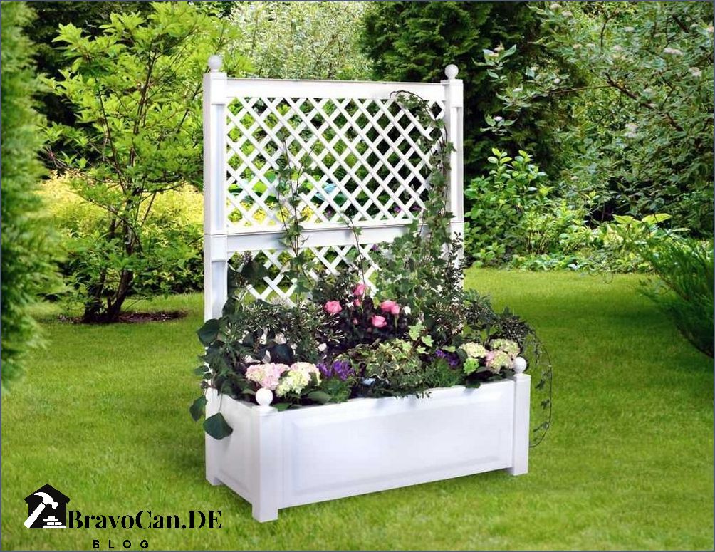 Spalier mit Pflanzkasten Platzsparendes und dekoratives Gartenelement ...