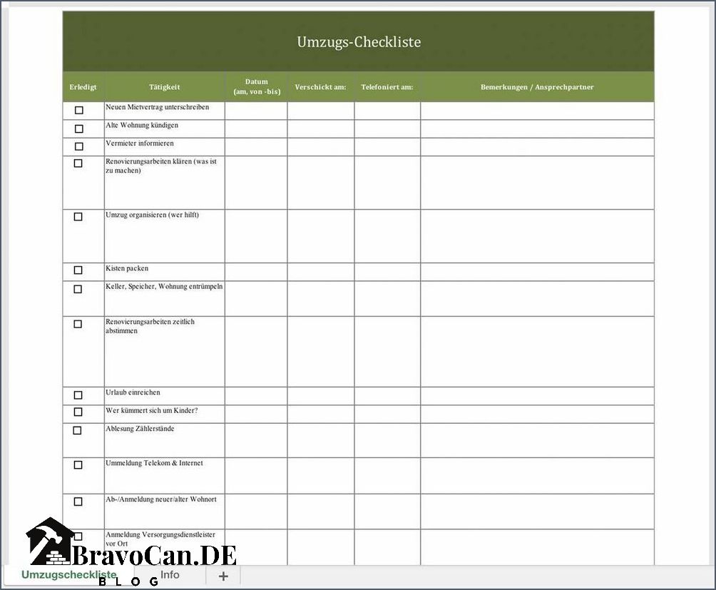 Umzug Checkliste PDF Kostenlose Vorlage für Ihren Umzug – Bravocan.DE
